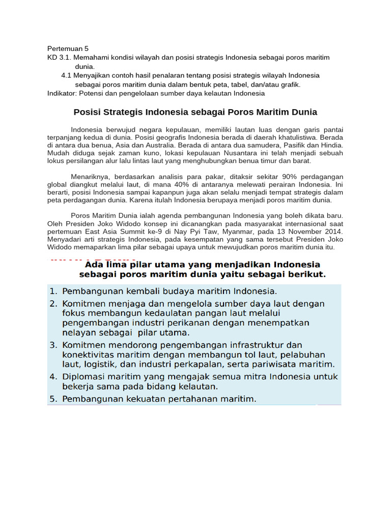 Posisi Indonesia Sebagai Poros Maritim Dunia | PDF