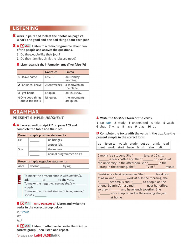 Present Simple - Adults | PDF