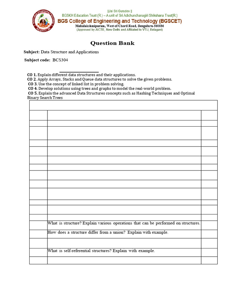 DSA Question Bank Module 1 | PDF | Pointer (Computer Programming) | Data Structure