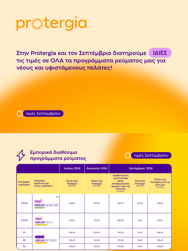 Protergia September Prices | PDF