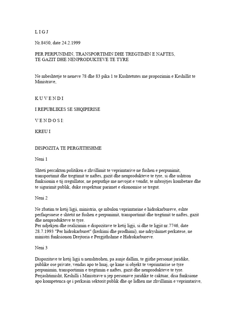 Ligj 8450 24 02 1999 Karburantet - Pdf.crdownload | PDF