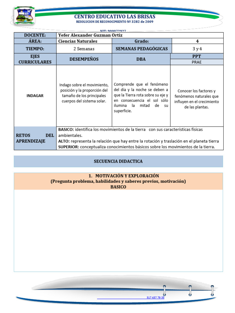 Grado 4° Semana 3 y 4 | PDF | Tierra | Dom