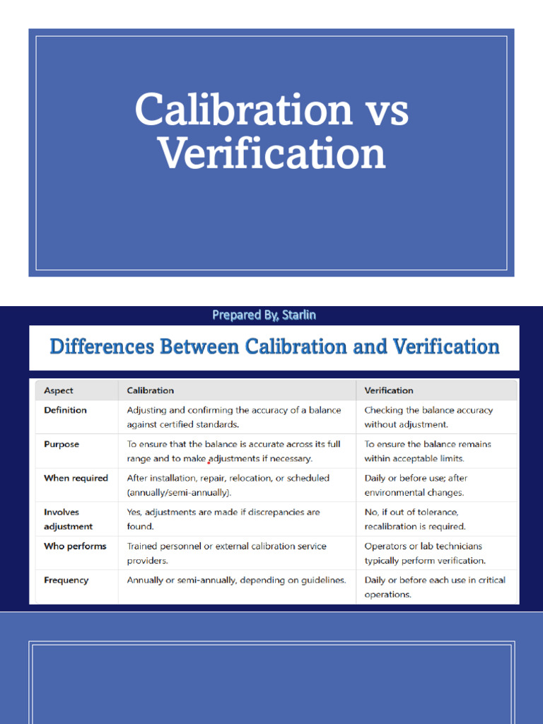 Difference Between Calibration and Verification | PDF | Calibration | Verification And Validation