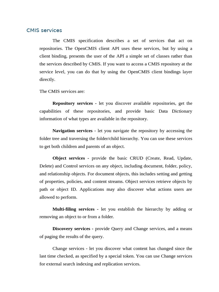 CMIS Services | PDF