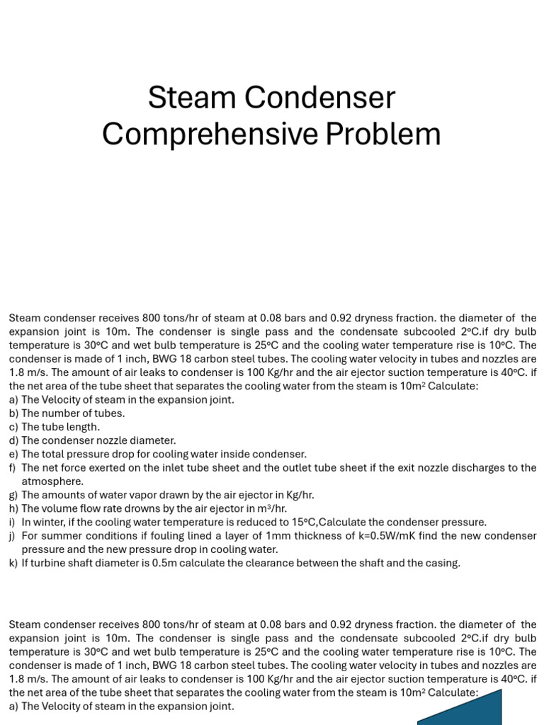 Steam Condenser Design Calculations | PDF | Water | Atmosphere Of Earth