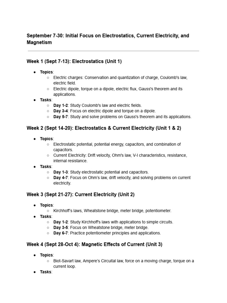 Physics Isc Plan | PDF | Optics | Electrostatics