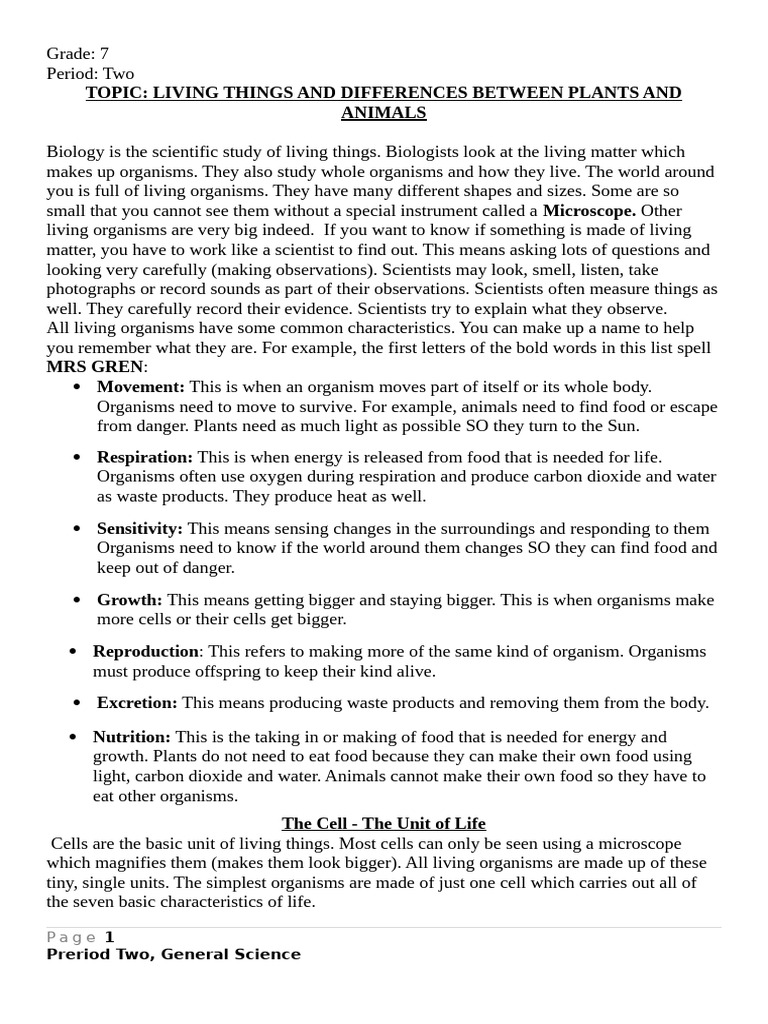 Differences Between Plants and Animals | PDF | Flowers | Plants