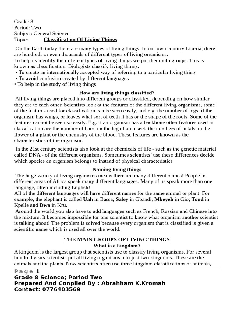 Classification of Living Organisms | PDF | Blood | Vein