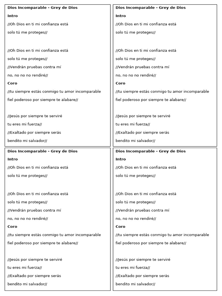 Dios Incomparable - Letra y Coro | PDF