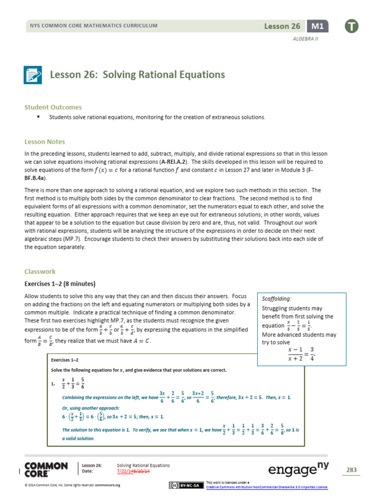 Solving Rational Equations in Algebra II | PDF | Equations | Algebra