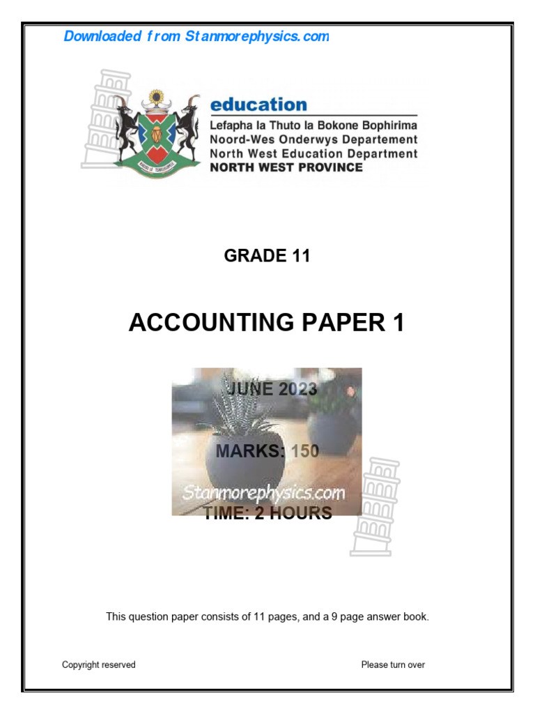 NW Accounting Grade 11 June 2023 P1 and Memo | PDF | Book Value ...