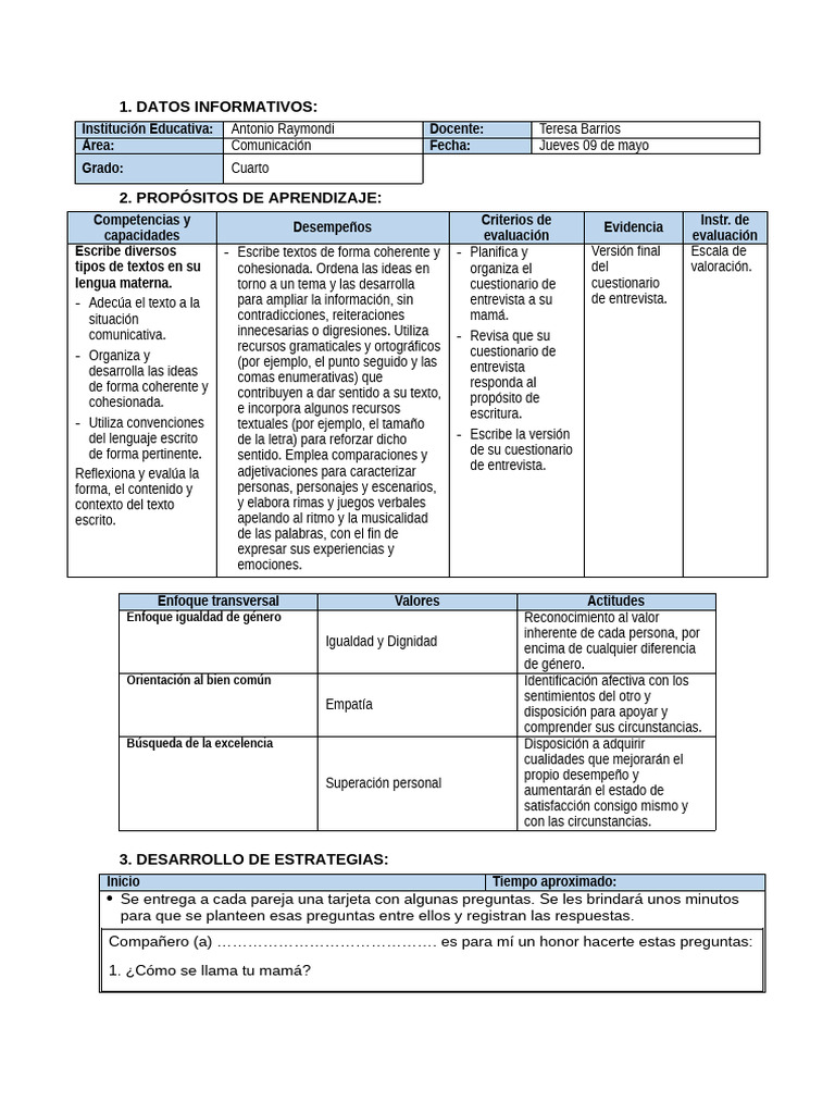 09 de Mayo | PDF | Cuestionario | Evaluación