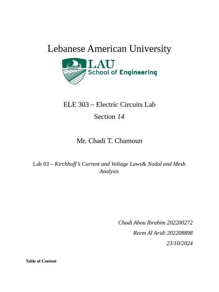Report 3 | PDF | Electrical Network | Resistor