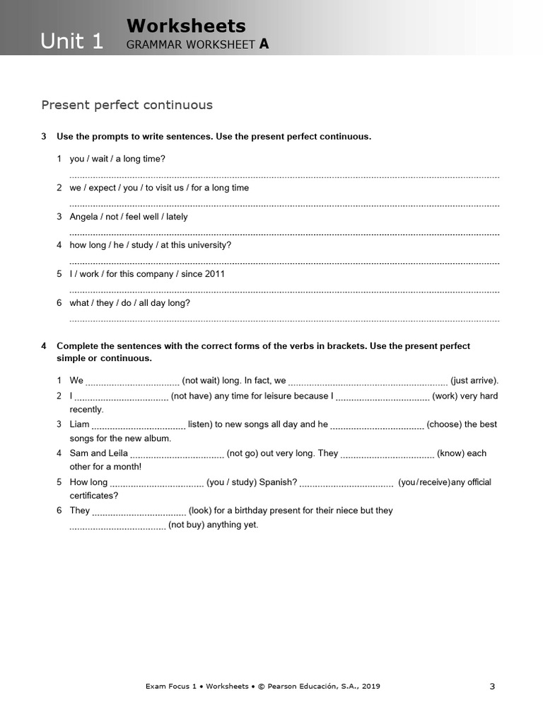 1º Bach - Homework - Grammar Worksheet - Unit 1 | PDF