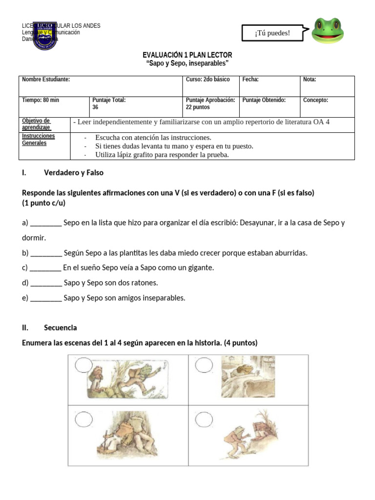 Evaluación Sapo y Sepo in | PDF