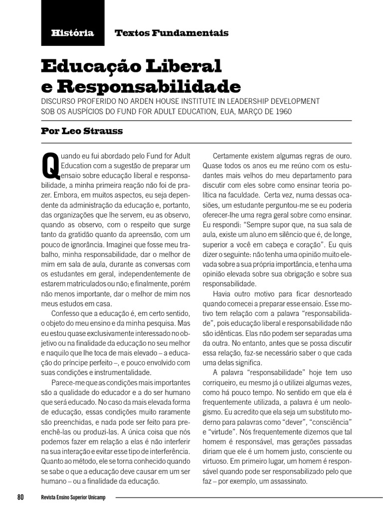 Educação Liberal e sua Responsabilidade | PDF | Platão | Liberalismo