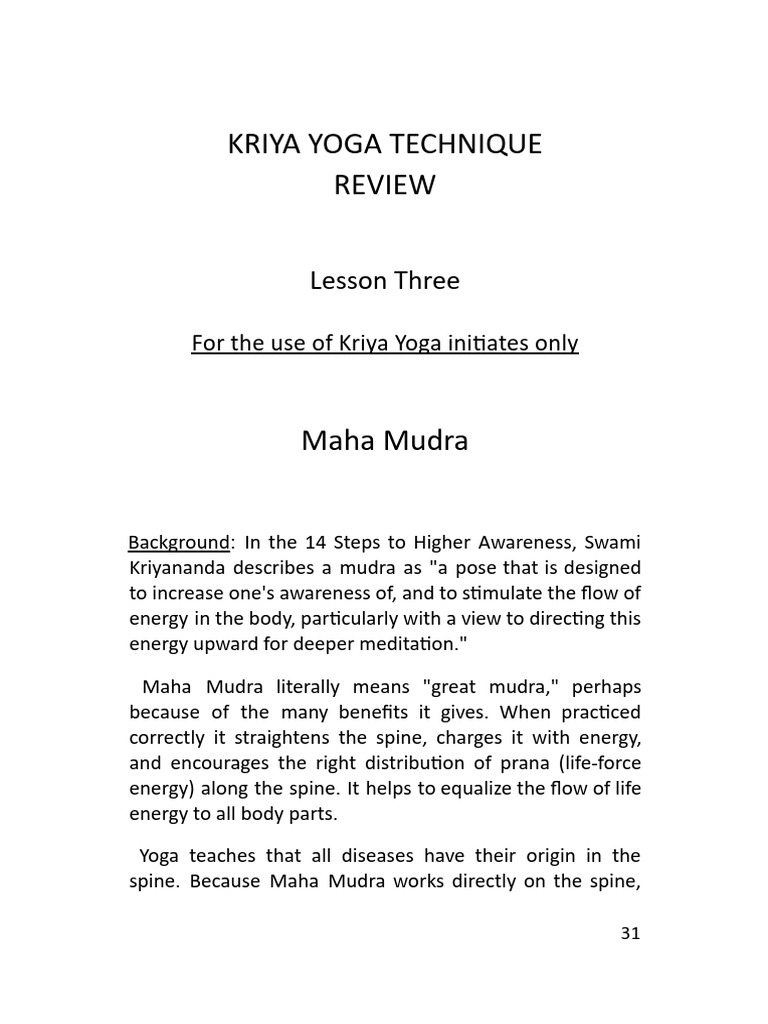 Lesson Three Maha Mudra | PDF | Yoga | Āstika