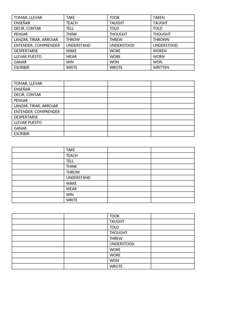 Verbos Ingles Control 8 | PDF | Fashion | Clothing