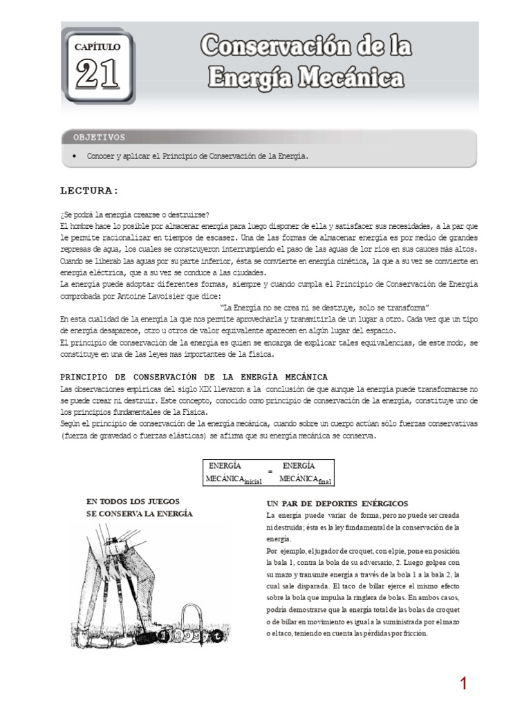 Conservaci-N de La Energ-A 5to. L | PDF | Mecánica | Cantidad