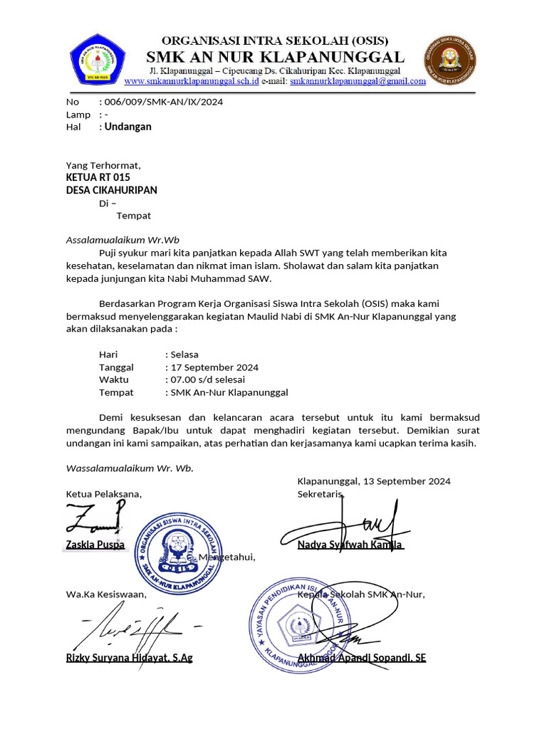 Surat Undangan RT | PDF