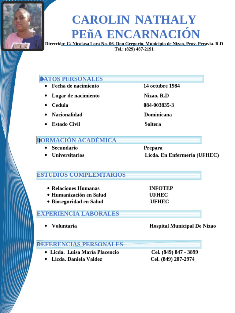 Carolin Nathaly Peña Encarnación CV PDF | PDF