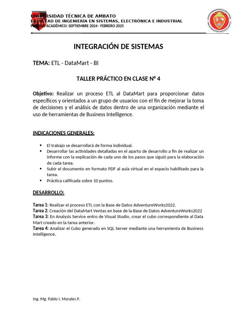 TALLER 4 - ETL - Data Marts | PDF | Informática