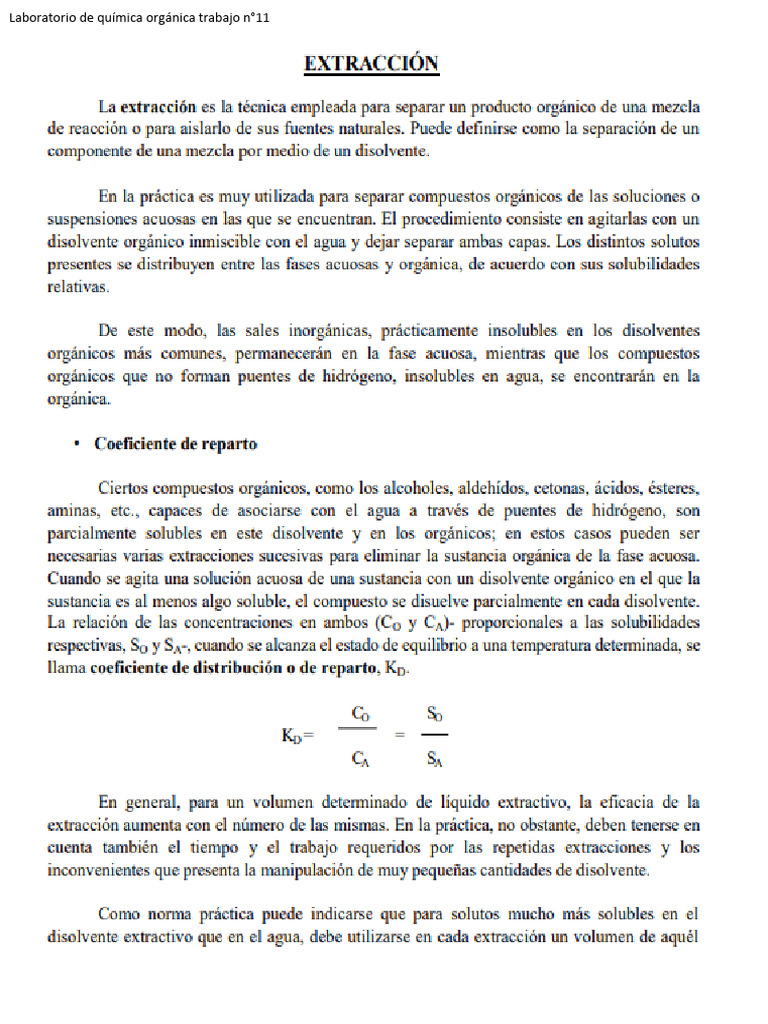TP N°11-Extraccion - Lab. Quimica Organica | PDF | Salud y bienestar