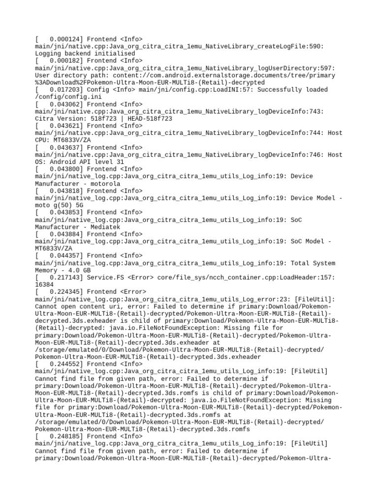 Citra Emulator Log Analysis | PDF | Computing | System Software