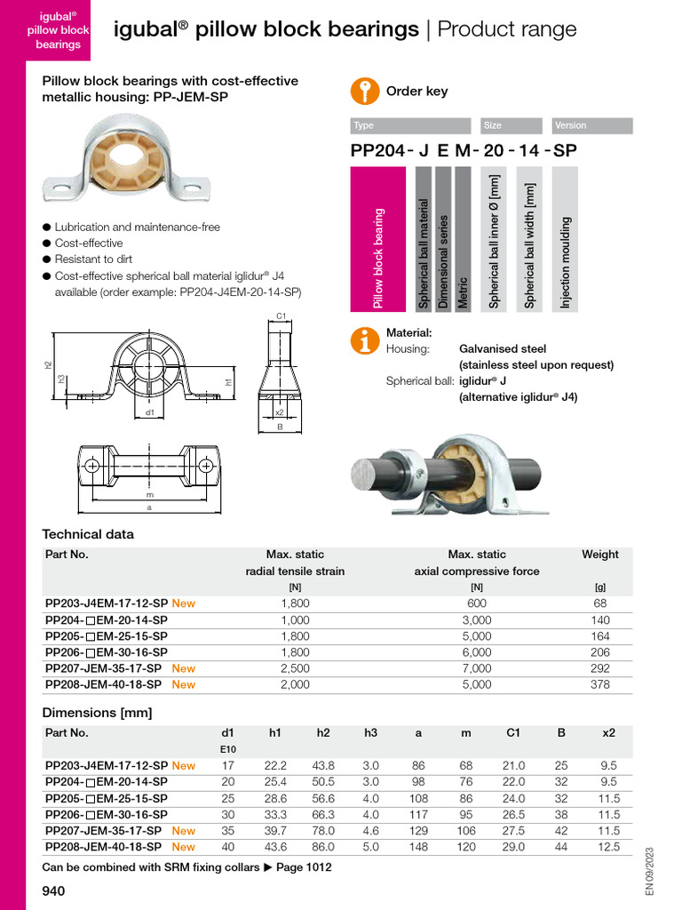 EU Igus Factsheet IGU PP-JEM-SP | PDF | Bearing (Mechanical) | Building ...