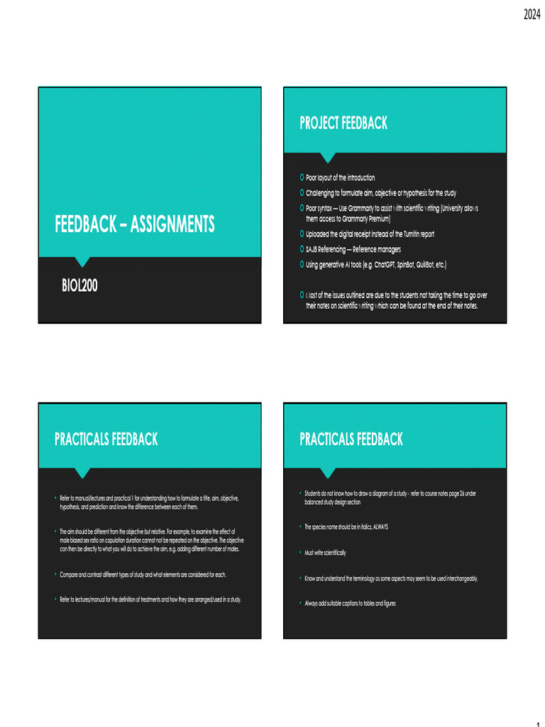 Biol200 - Feedback - Assignments | PDF | Hypothesis