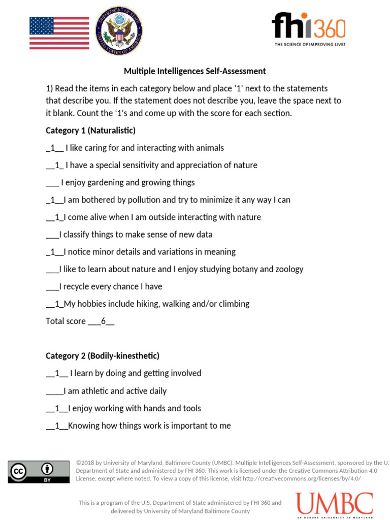 Multiple Intelligences Self-Assessment Guide | PDF | Cognition | Cognitive Science