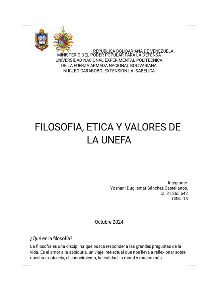 Filosofia, Etica y Valores de La Unefa | PDF | Epistemología | Realidad