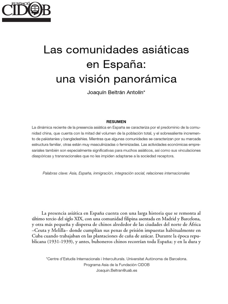Artículo Geografía Las Comunidades Asiáticas en España | PDF | España ...