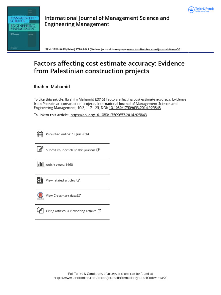 Factors Affecting Cost Estimate Accuracy Evidence From Palestinian ...