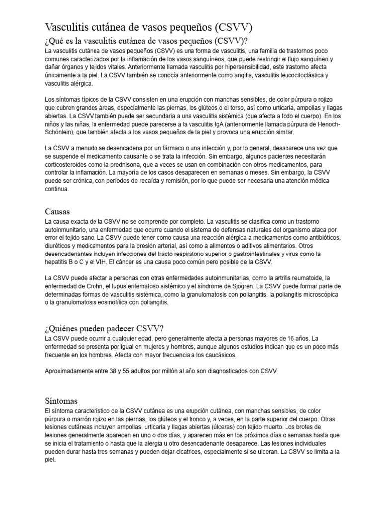 Vasculitis Cutánea: Causas y Tratamiento | PDF | Alergia | Medicina CLINICA