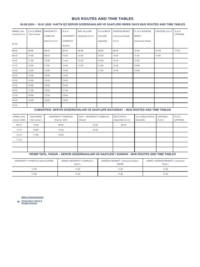 Bus Routes and Time Tables | PDF