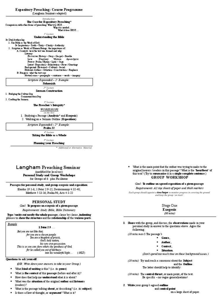 1 Personal Study & Workshop Outlines - Exegetical - Expository ...