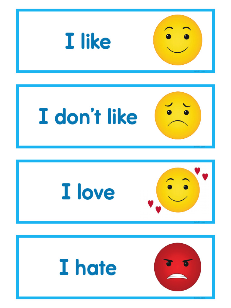 Color Like and Dislike Word Cards | PDF