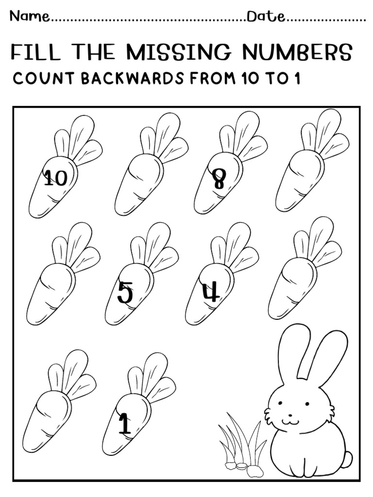 Fill The Missing Numbers: Count Backwards From 10 To 1 | PDF | Games ...