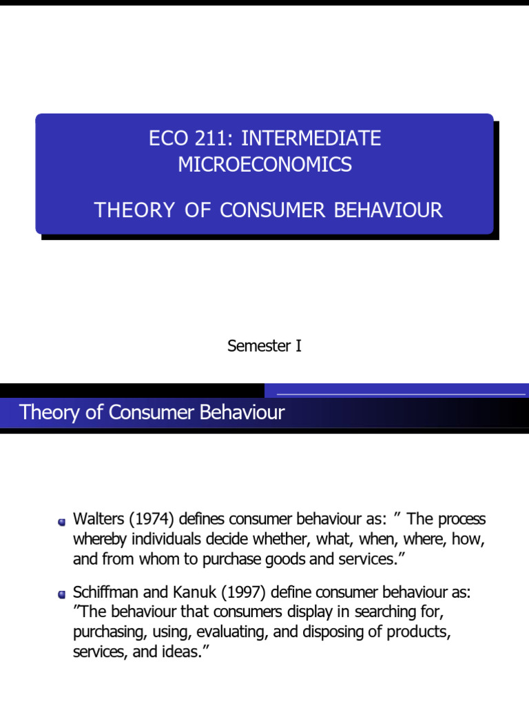Lecture 1 ECO 211 | PDF | Utility | Economies