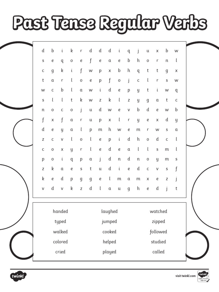 BW Past Tense Regular Verbs Word Search For 3rd-5th | PDF