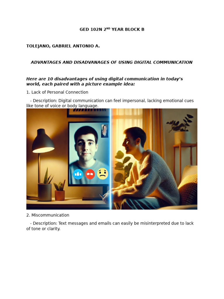 Pros and Cons of Digital Communication | PDF | Communication ...