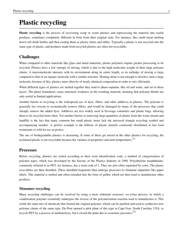 Plastic Recycling | PDF | Recycling | Polymers