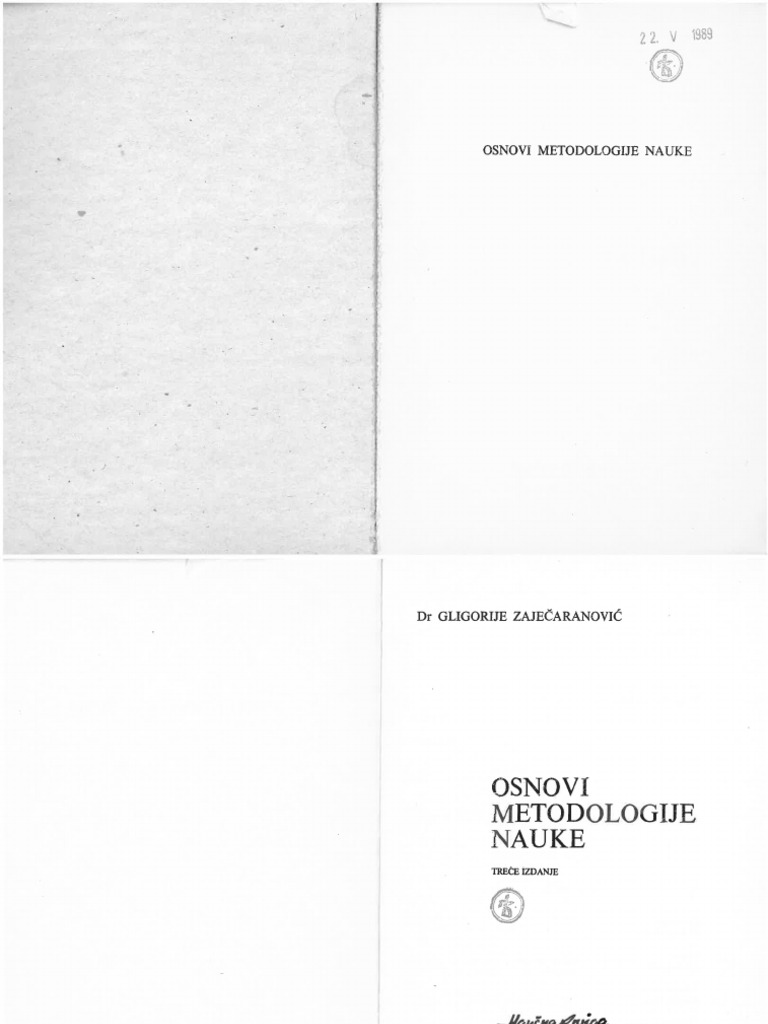 Osnovi Metodologije Nauke - Gligorije Zaječaranović | PDF