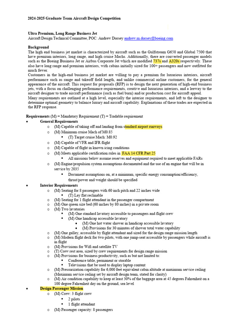 Graduate Team Aircraft Design 2025 - Ultra Premium Long Range Business ...