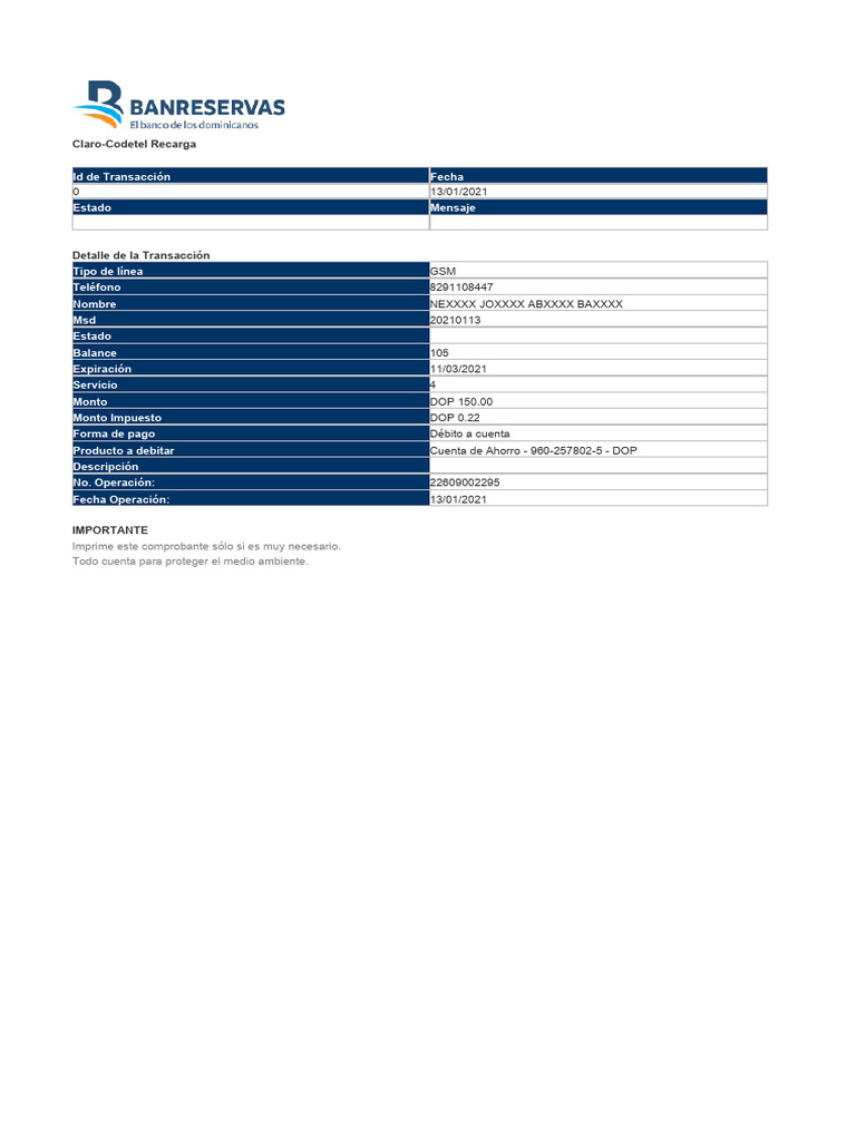Claro-Codetel Recarga 3 | PDF