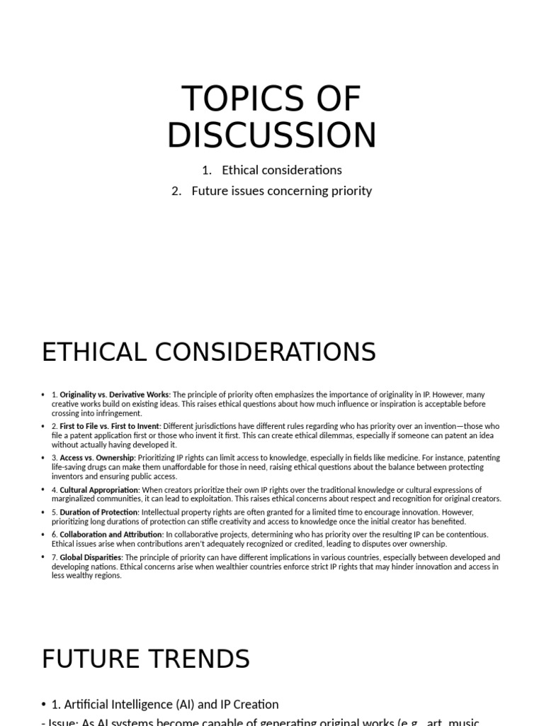 Topics of Discussion | PDF | Intellectual Property | Patent