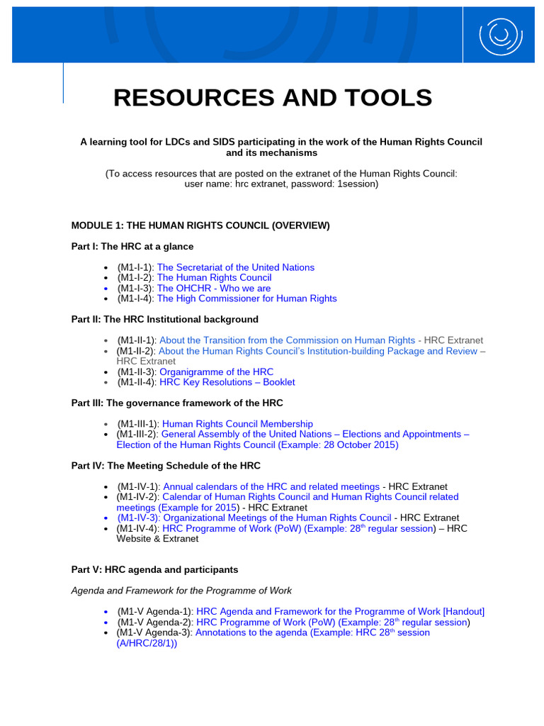E-Learning On The HRC - Resources and Tools | PDF | International ...