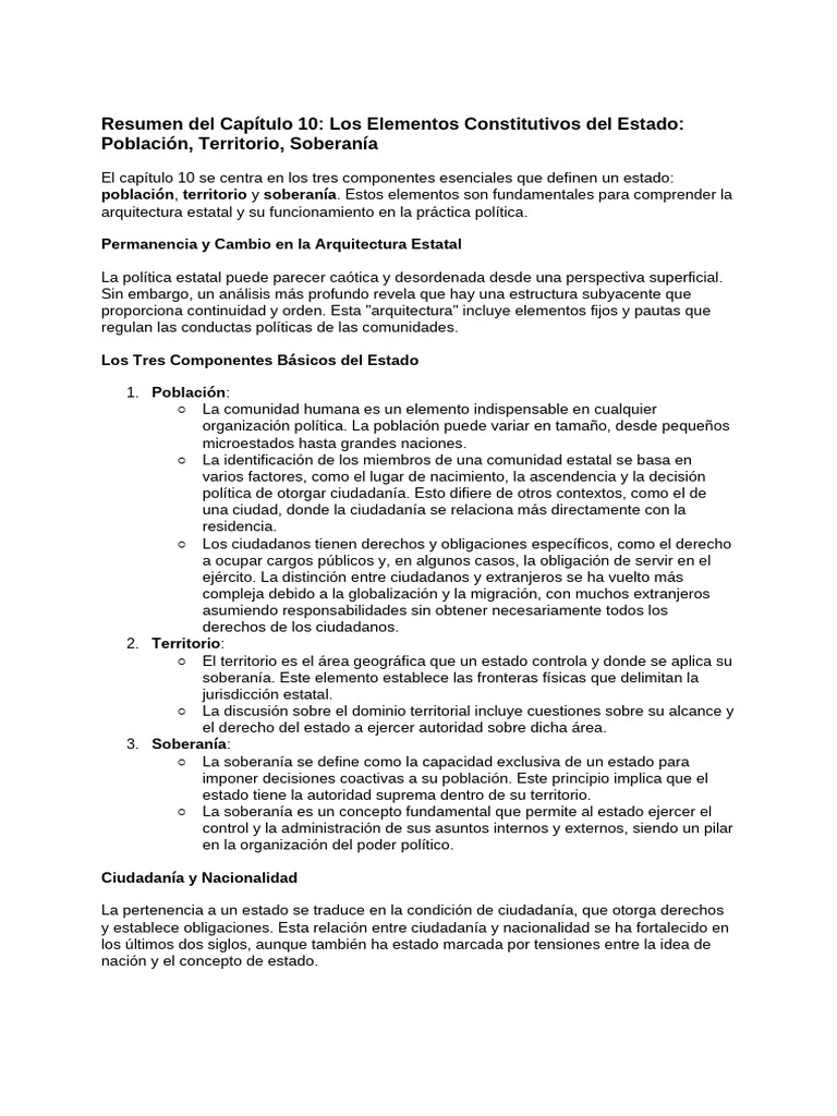 Población, Territorio y Soberanía Estatal | PDF | Federación | Nación