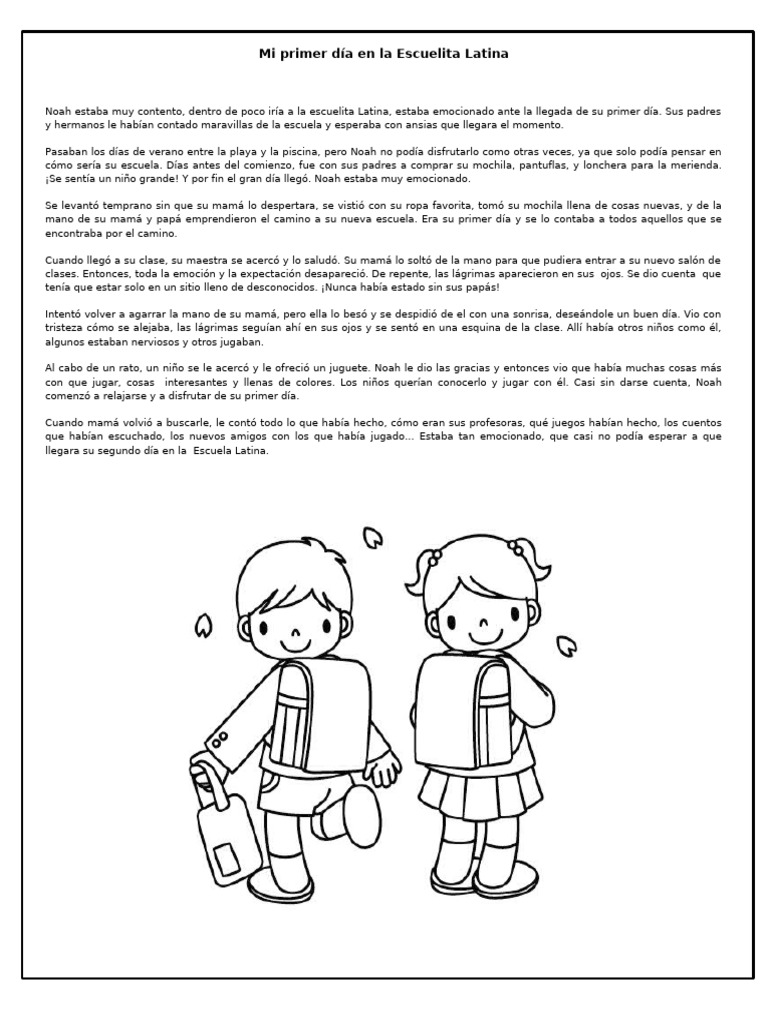 Mi primer día en la Escuelita Latina | PDF